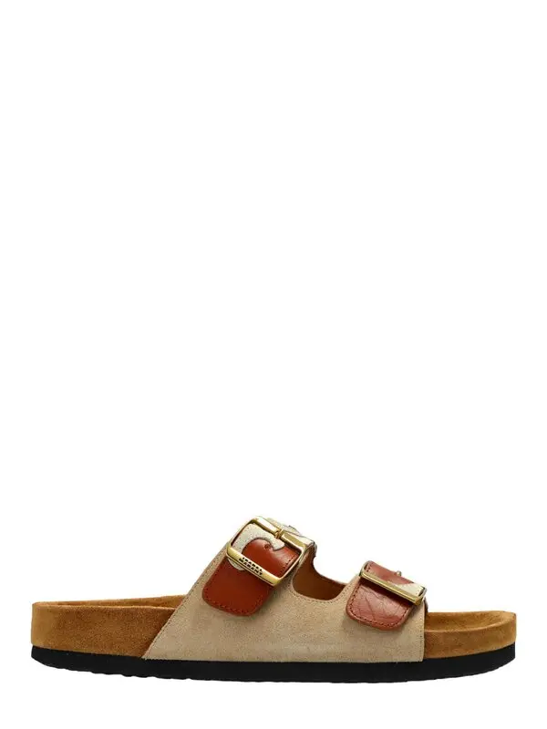 Isabel Marant Lelik Leather Slides - Beige
