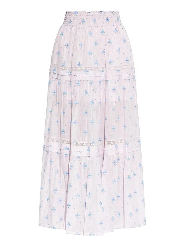 LoveShackFancy Phia Flared Maxi Skirt - Purple