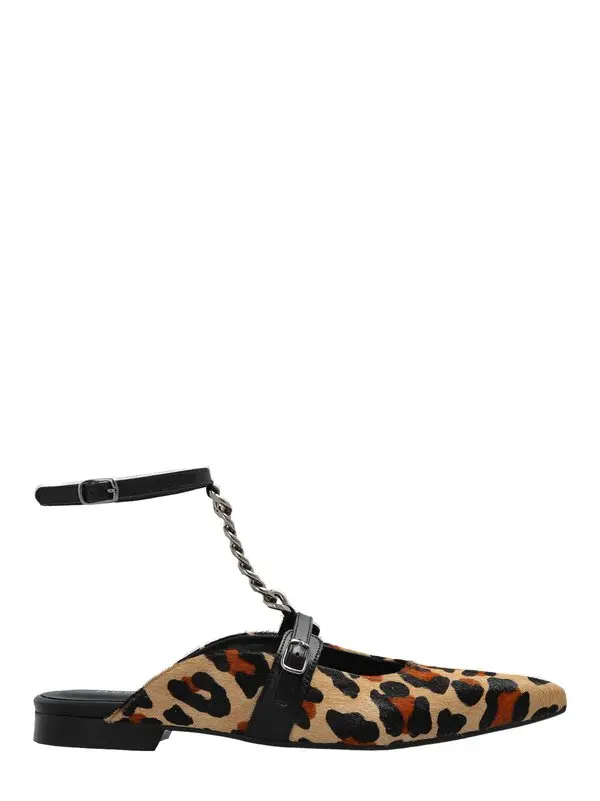Munthe Perma Leopard Print Slingback Ballet Flats - Beige