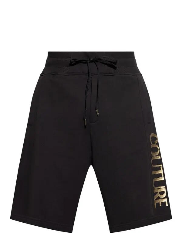 Versace Shorts With Printed Logo - Black