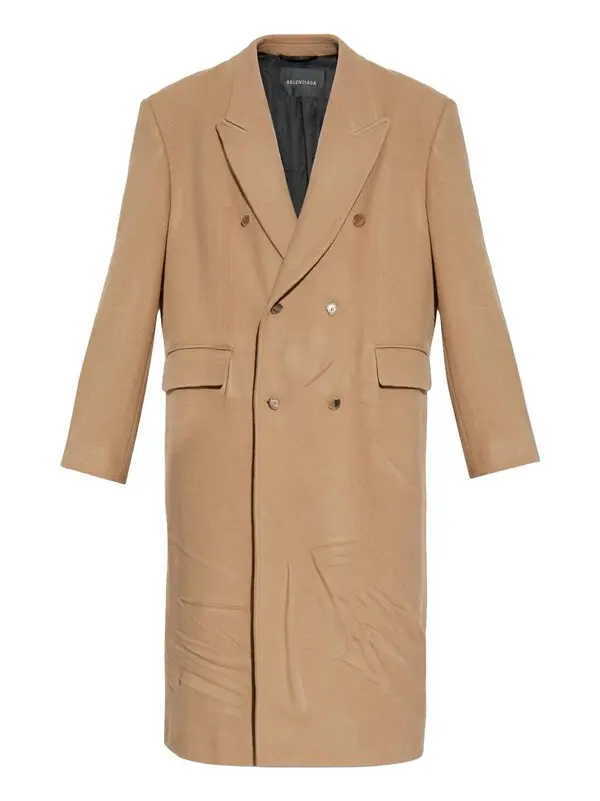 Balenciaga Long Wool Coat - Beige