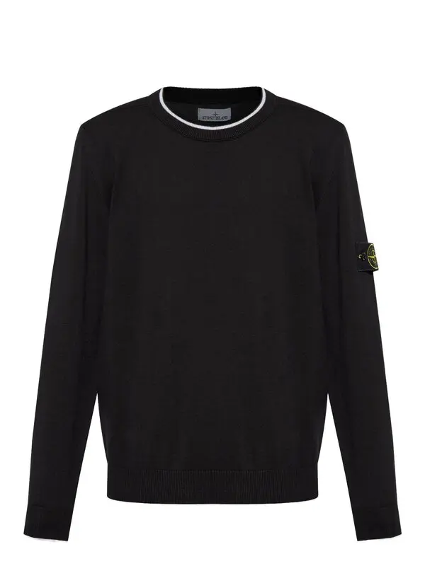 Stone Island Crew Neck Cotton Sweater - Black