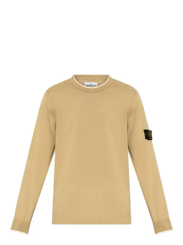 Stone Island Crew Neck Cotton Sweater - Beige