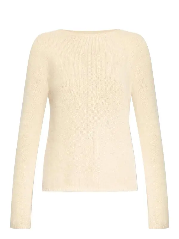 Blumarine Heart Cutout Wool Blend Sweater - Cream