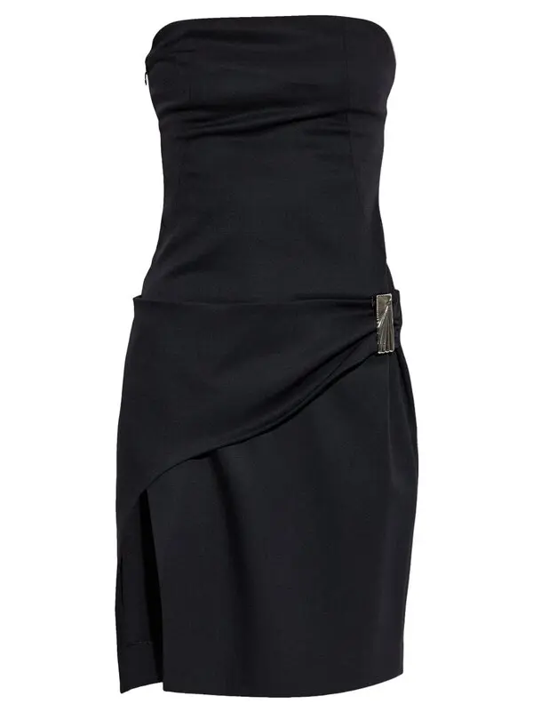 Attico Strapless Pleated Mini Dress - Black