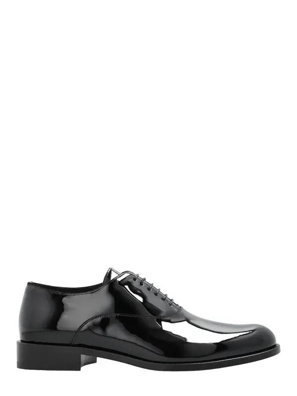 Giorgio Armani Patent Leather Derby Shoes - Black