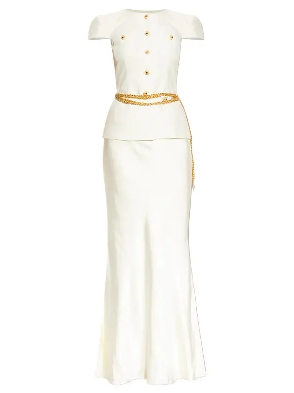 SELF-PORTRAIT Belted Dress - White