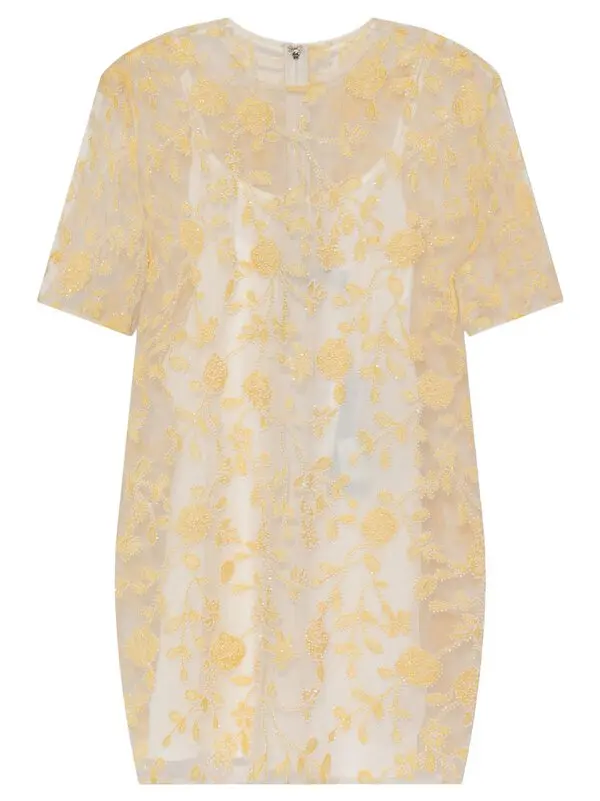 Remain Birger Christensen Dress With Floral Appliqués - Yellow