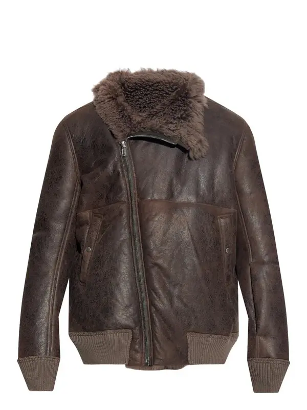 Rick Owens Shearling "hollywood" Coat - Brown