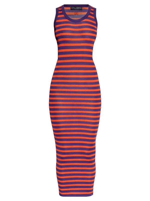 Dolce & Gabbana Striped Midi Dress - Orange