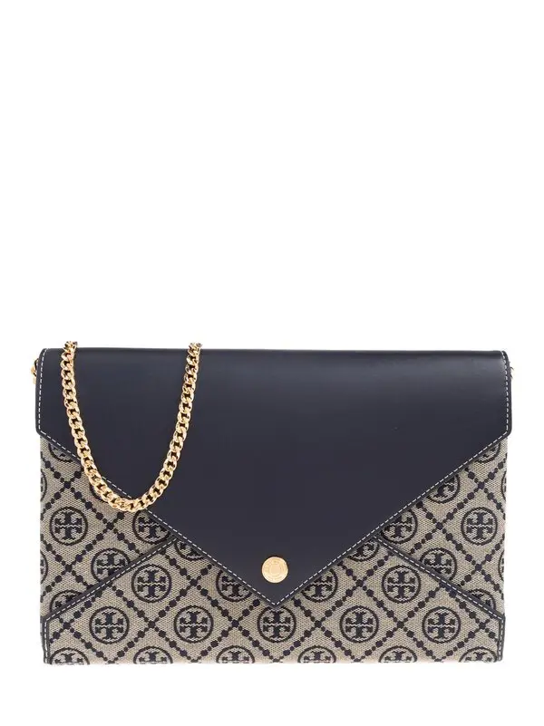 Tory Burch T Monogram Clutch - Navy Blue