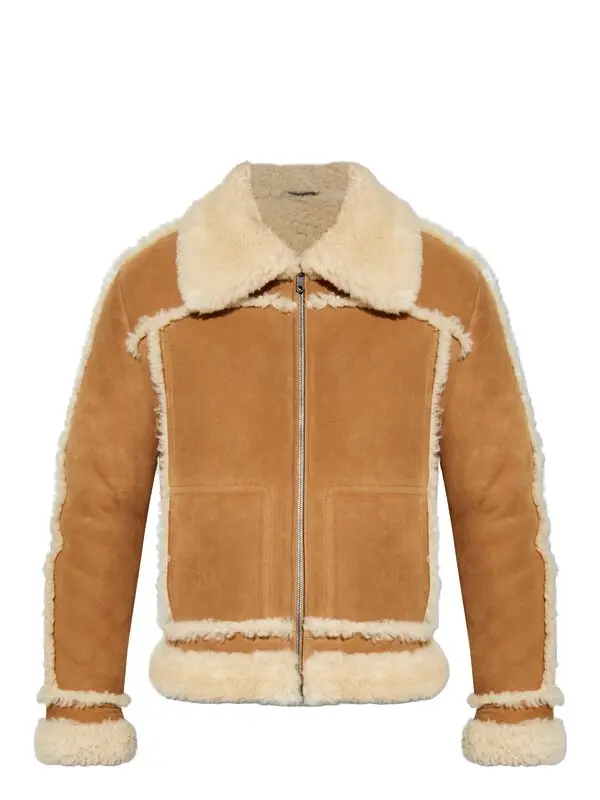 Dolce & Gabbana Shearling Jacket With Pockets - Brown