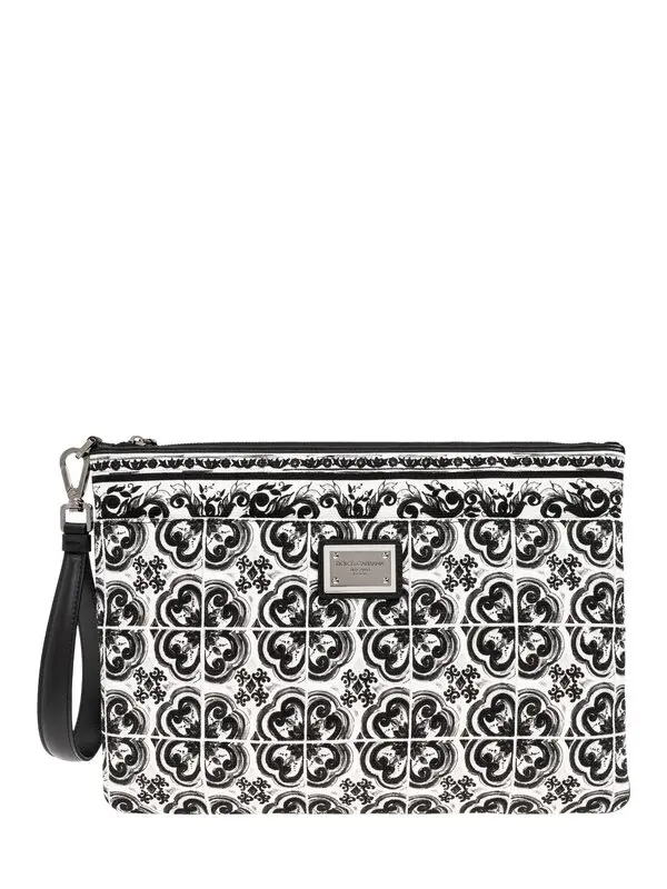 Dolce & Gabbana Majolica Print Clutch - Black