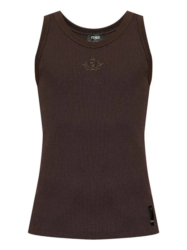 Fendi Ribbed Fitted Top - Brown