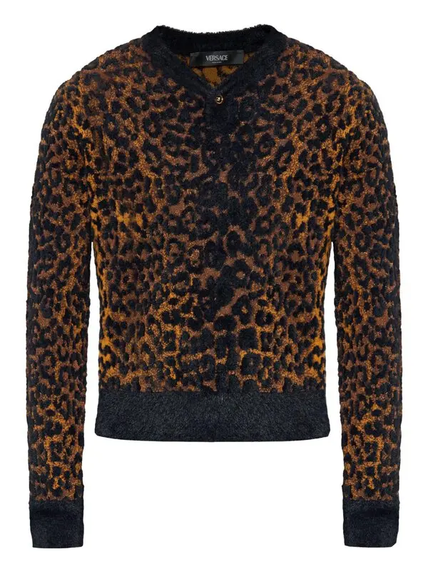 Versace Animal Print Sweater - Brown