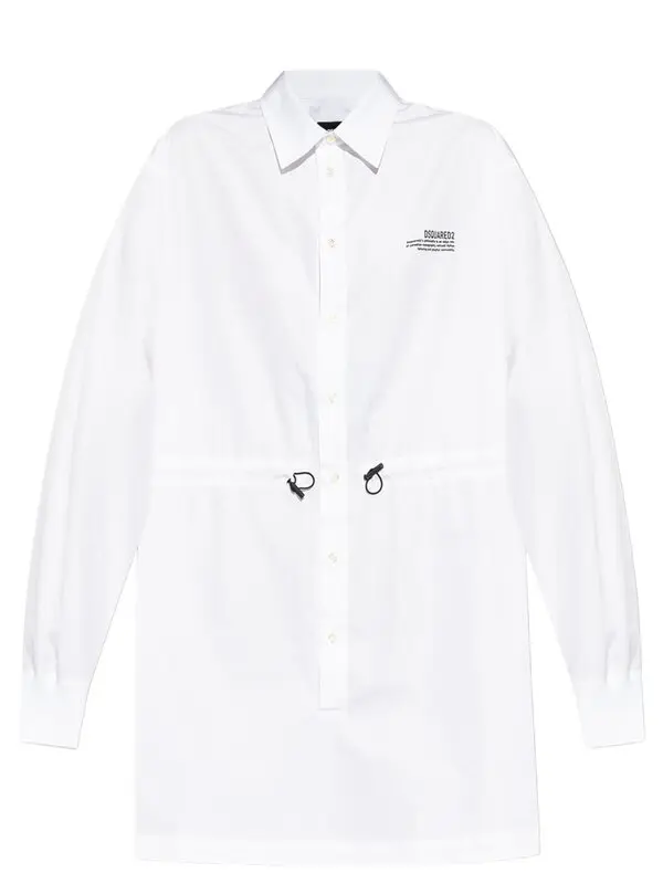 Dsquared2 Cotton Shirt Dress With Pockets - White