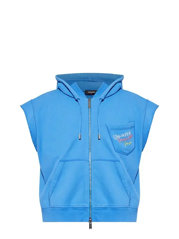 Dsquared2 Sleeveless "summer Lovers" Hoodie - Blue