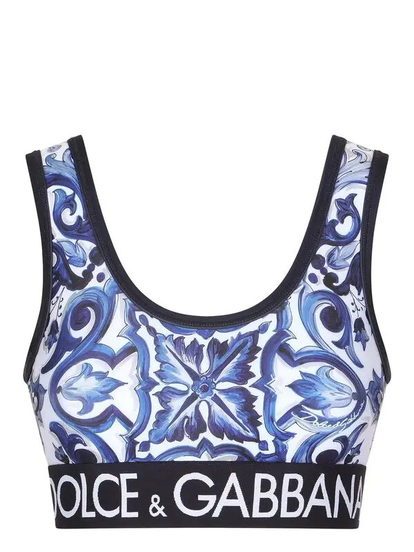 Dolce & Gabbana Majolica-print Jersey Top With Branded Elastic - Multicolor