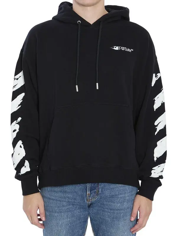 Off-White Cotton Hoodie - Black