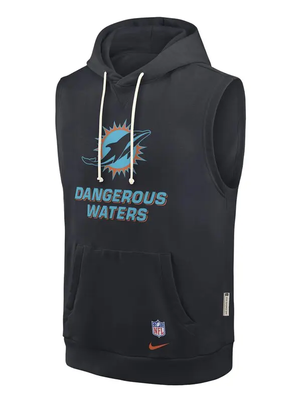Nike Miami Dolphins Rivalries Collection Sideline Dri-fit Nfl Sleeveless Pullover Hoodie - Blue