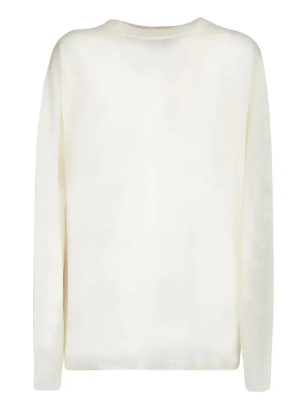 120% Lino Long Sleeve Wool Sweater - White