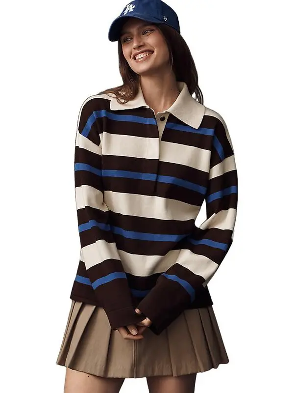 ALIGNE Ester Wool Cotton Rugby Pullover - Neutral Pattern