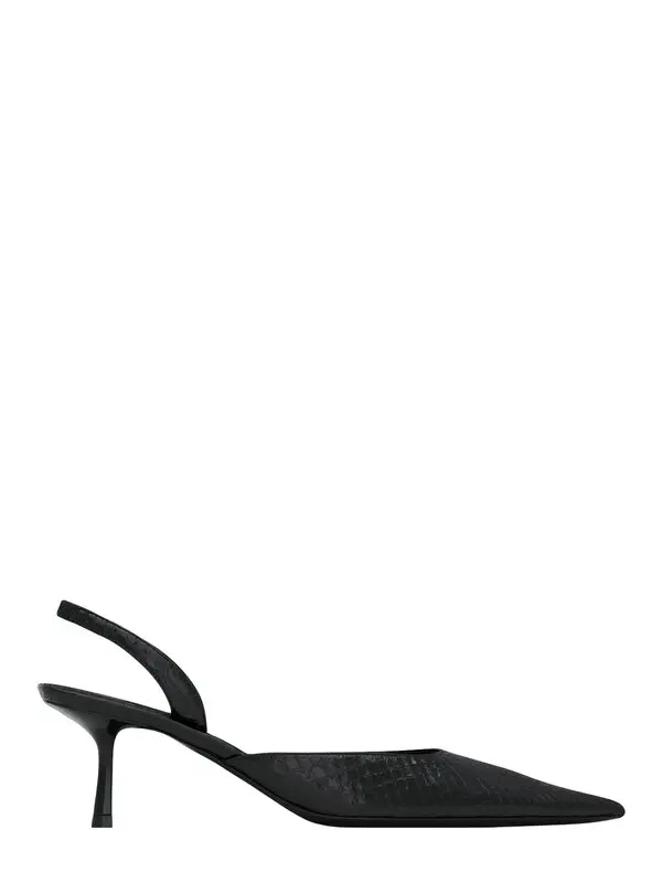 Saint Laurent Python Leather Misty Slingbacks - Black