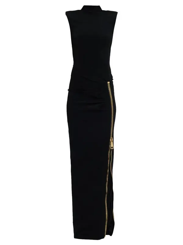 Balmain Mock-neck Sleeveless Gown - Black