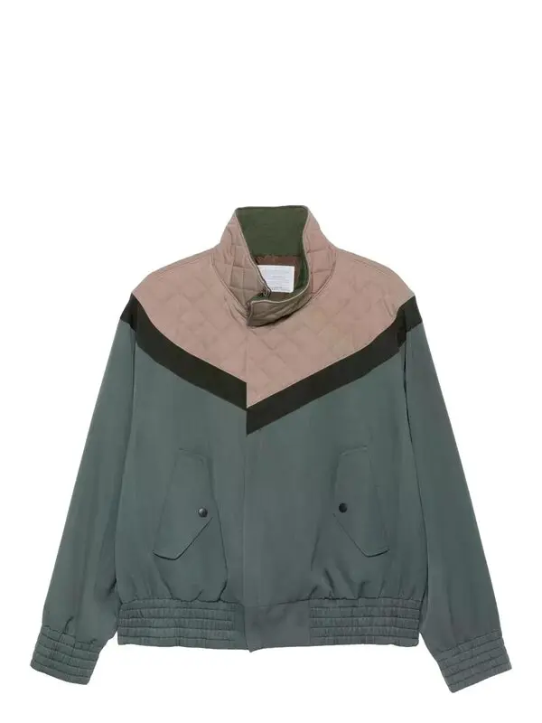 Kolor Quilted-panel Zip-up Jacket - Green