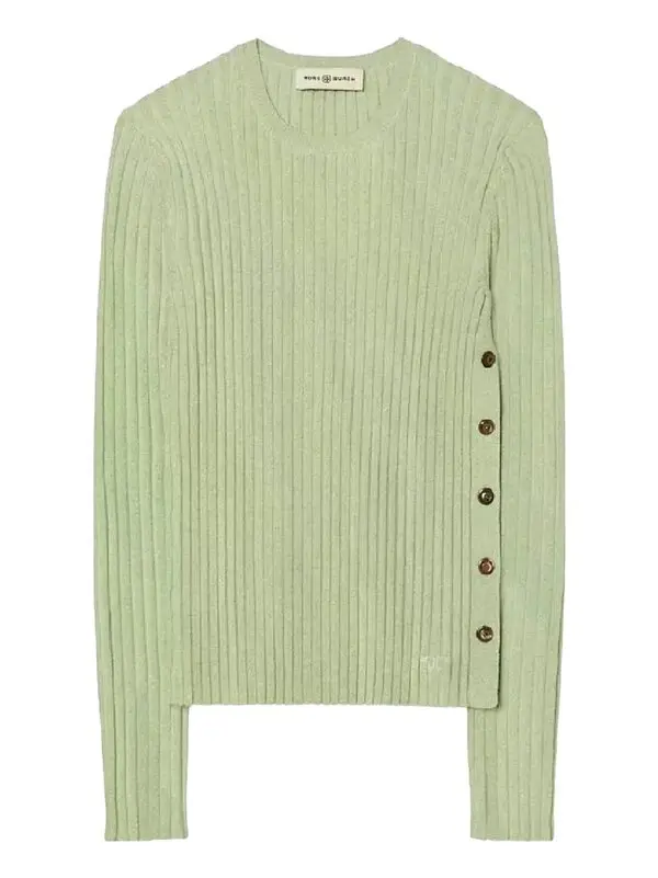 Tory Burch Ribbed Button-detail Top - Green