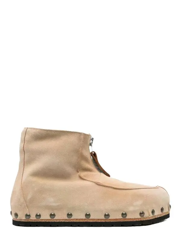 MAGLIANO Zip-front Studded Suede Boots - Neutrals