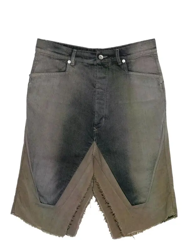 Rick Owens Frayed Patchwork Denim Skirt - Grey