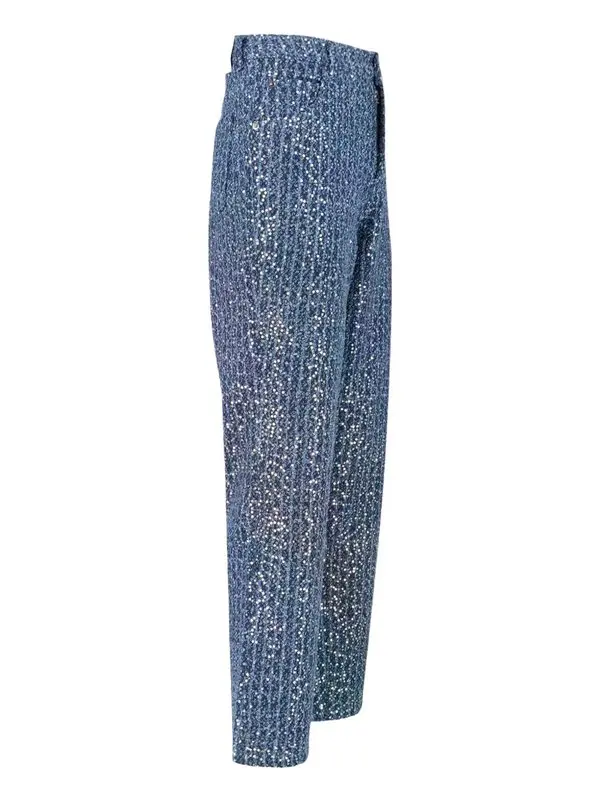 CHARLES JEFFREY LOVERBOY Sequin-embellished Straight Leg Jeans - Blue