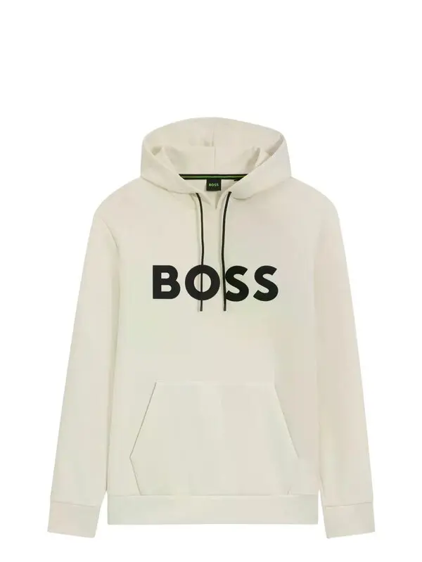 Hugo Boss Logo-print Drawstring Hoodie - Neutrals