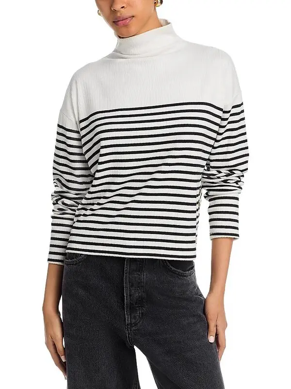 Rag & Bone The Knit Ribbed Turtleneck Sweater - Beige Multi