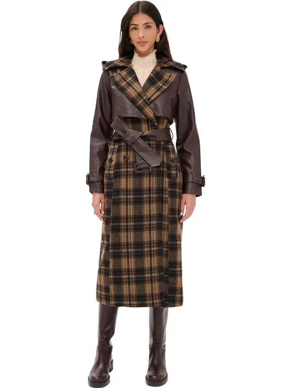 Avec Les Filles Oversized Maxi Combo Trench Coat - Multi