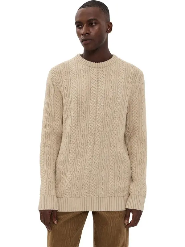 Barbour Lowfen Cable Crew - Stone