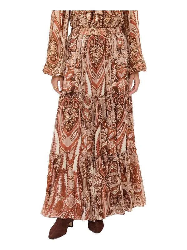 Hemant & Nandita Tiered Paisley Maxi Skirt - Multi