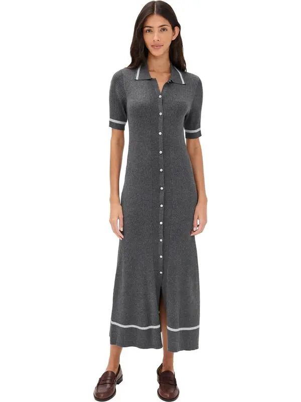 Rag & Bone Kassy Tipped Midi Polo Dress - Charcoal