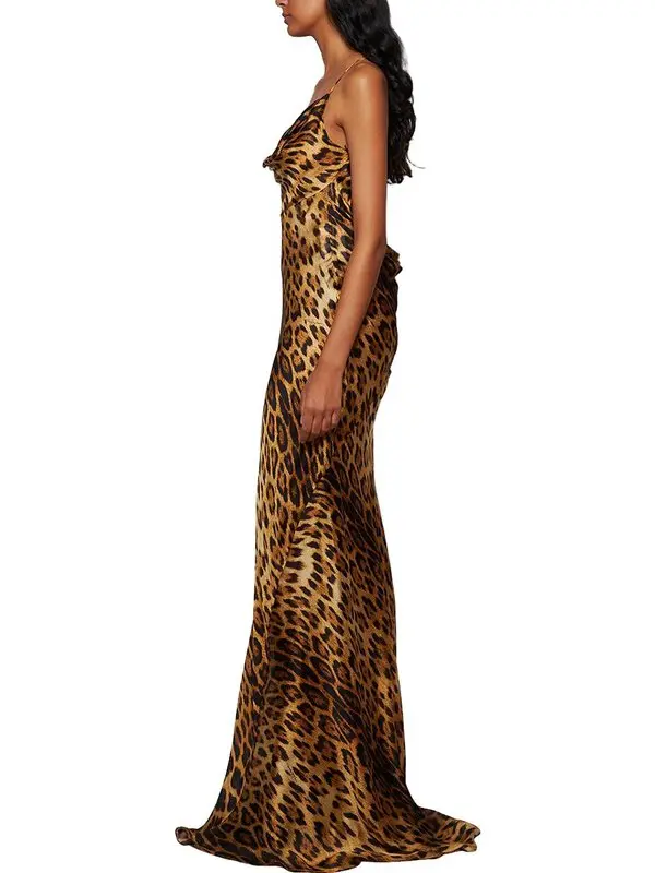 Roberto Cavalli Jaguar Print Silk Maxi Dress - Leopard