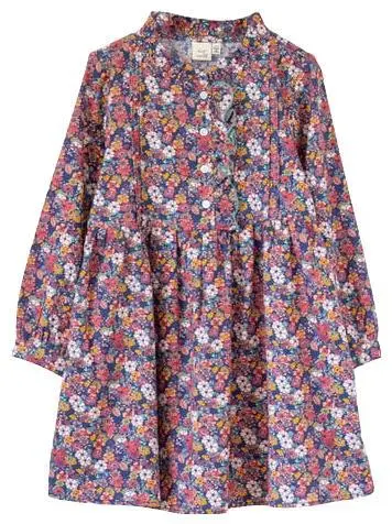 BEET WORLD Long Sleeve Dress With Ruffle Front - Garden Confetti