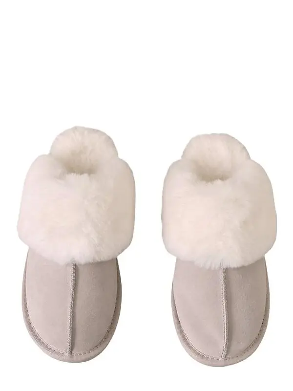 THE WHITE COMPANY Faux Suede Mule Slippers - Pale Grey