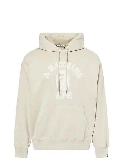 A BATHING APE Brand-print Cotton-jersey Hoody - Beige
