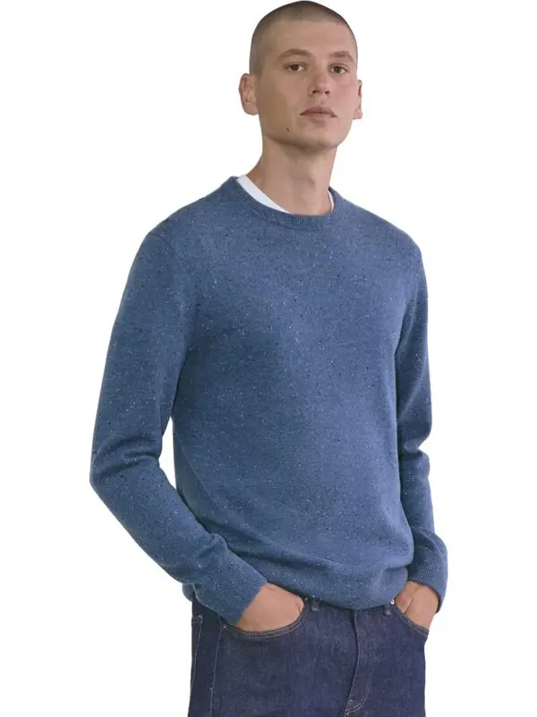Everlane Cashmere Crew Sweater - Blue Donegal