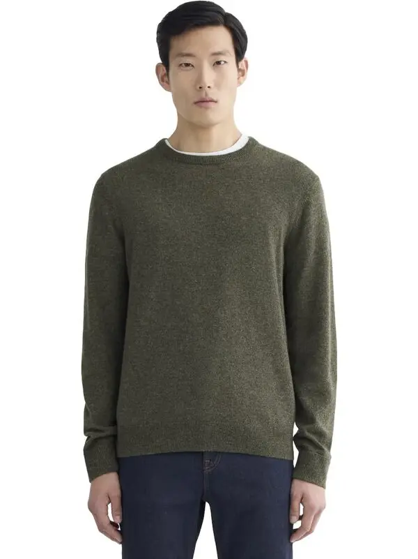 Everlane Cashmere Crew Sweater - Heathered Army Green