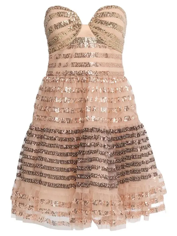 Bcbgmaxazria Strapless Ombré Sequin Mini Dress - Stripe Sequins
