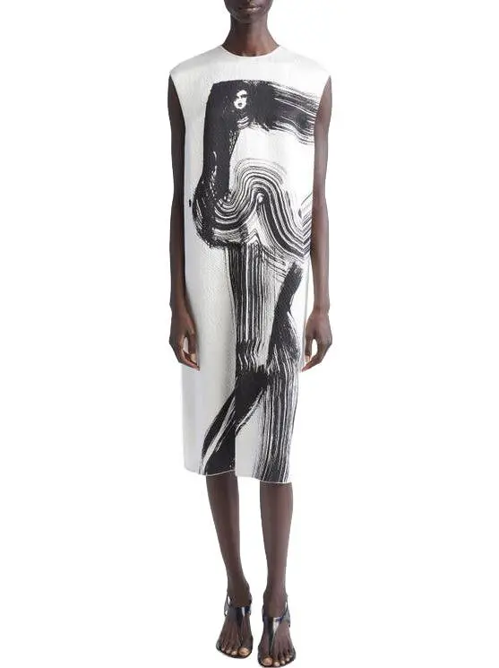 FFORME Dani Paint Print Hammered Satin Shift - Cream