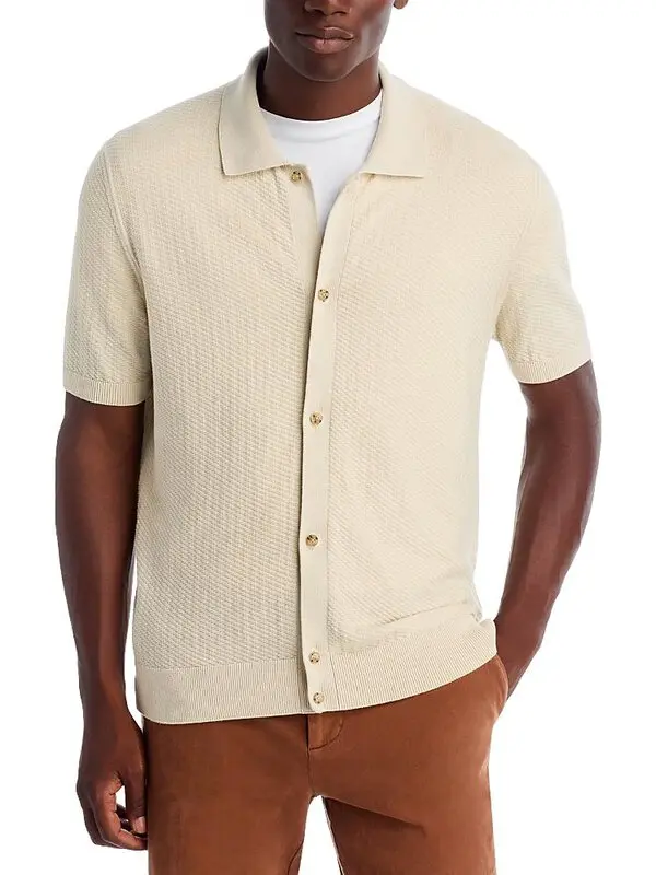 Hugo Boss Iseppo Textured Short Sleeve Sweater - Open White