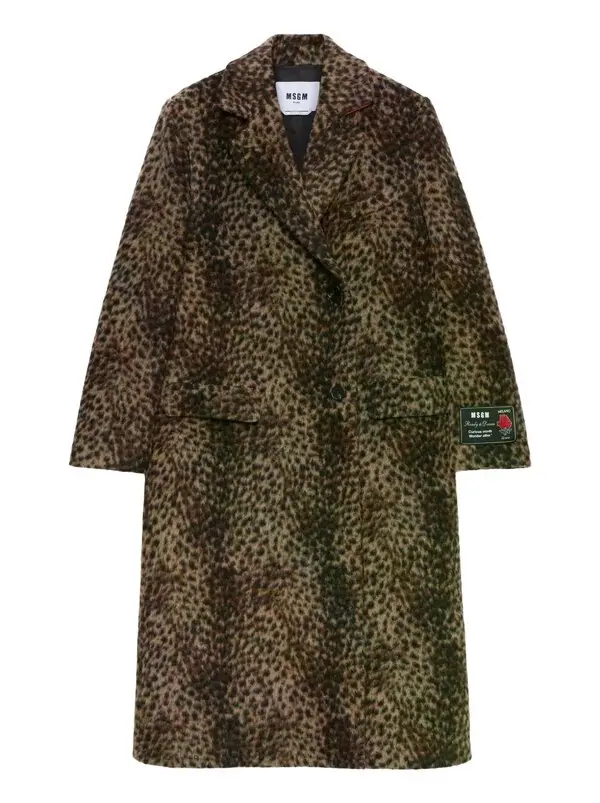 MSGM Leopard-print Double-breasted Coat - Brown