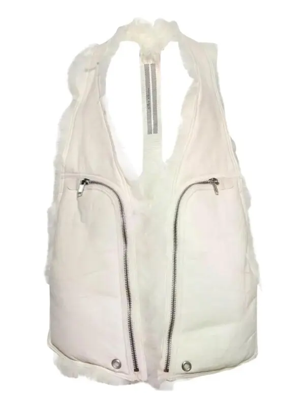 Rick Owens Shearling-trim Zip-fastening Gilet - White